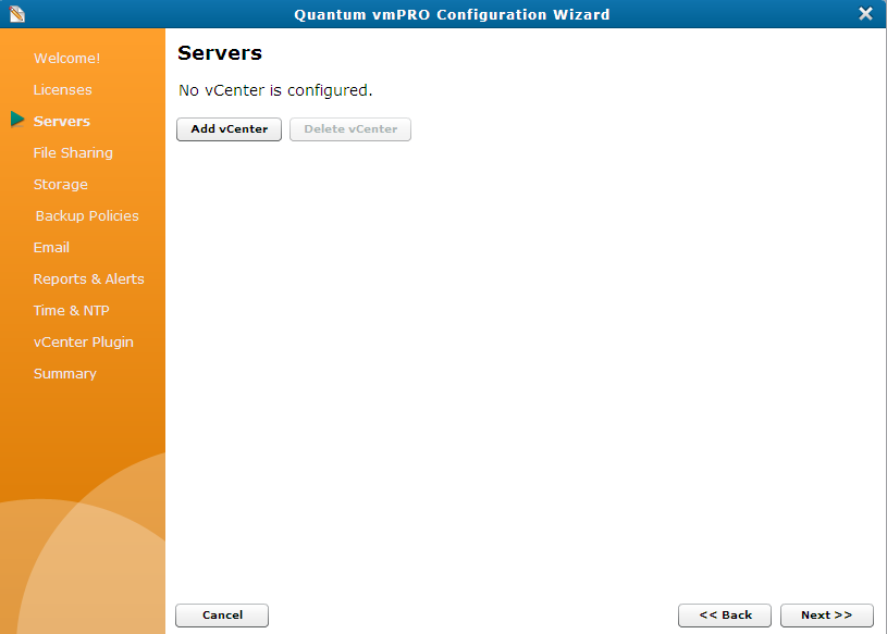 Configuring a vCenter Server for a vmPRO Appliance