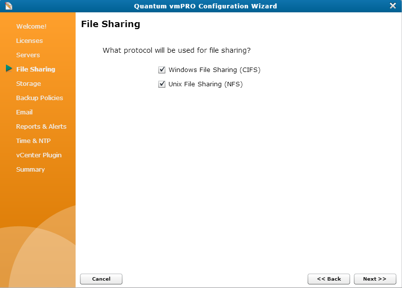 Configuring a CIFS Protocol for a vmPRO Appliance
