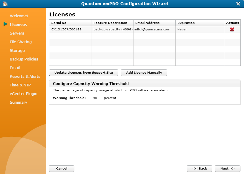 Adding Licenses to a vmPRO Appliance