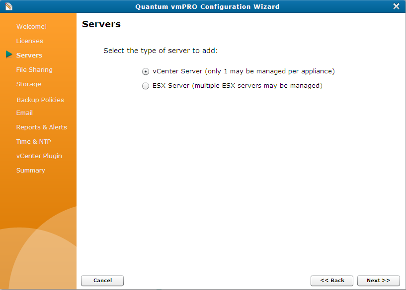 Configuring a vCenter Server for a vmPRO Appliance
