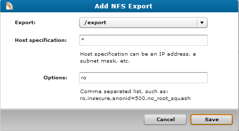 Configuring an NFS Protocol for a vmPRO Appliance