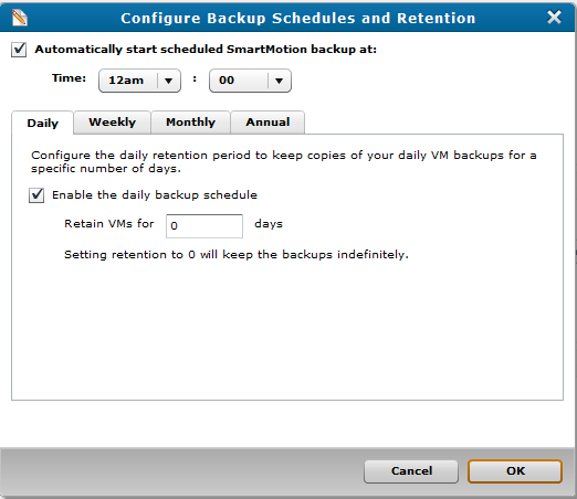 Creating SmartMotion Backup Policies